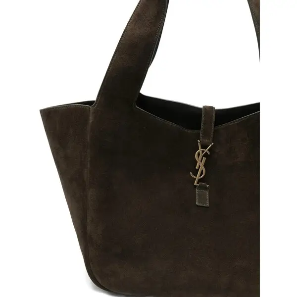 Saint Laurent Suede Tote Bag With Logo Plaque