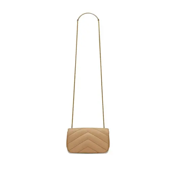 Saint Laurent Raffia And Leather Shoulder Bag With Logo - Cream