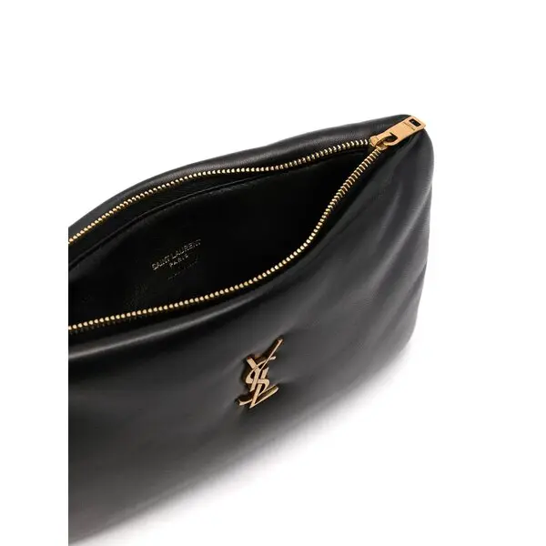 Saint Laurent Padded Lambskin Clutch Bag With Cassandre Logo