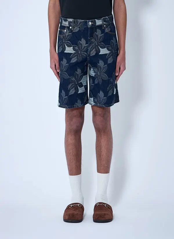 Gucci Denim Floral Jacquard Shorts