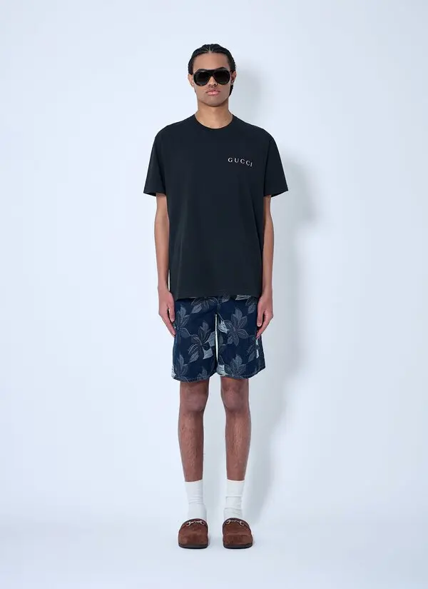 Gucci Denim Floral Jacquard Shorts