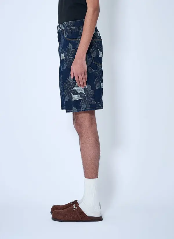 Gucci Denim Floral Jacquard Shorts