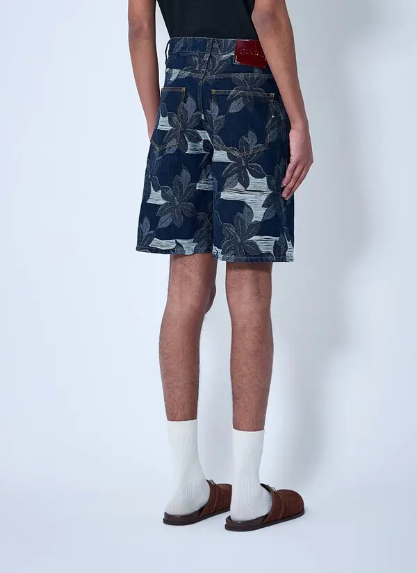 Gucci Denim Floral Jacquard Shorts