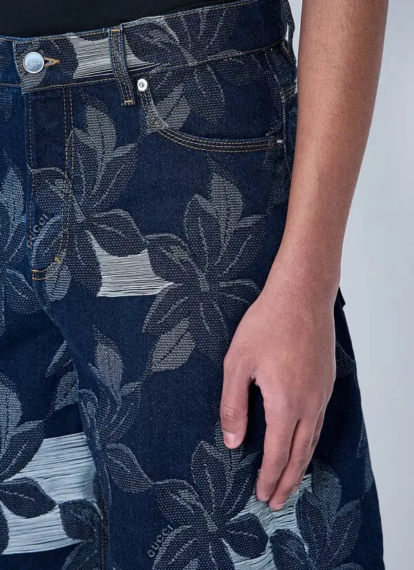Gucci Denim Floral Jacquard Shorts