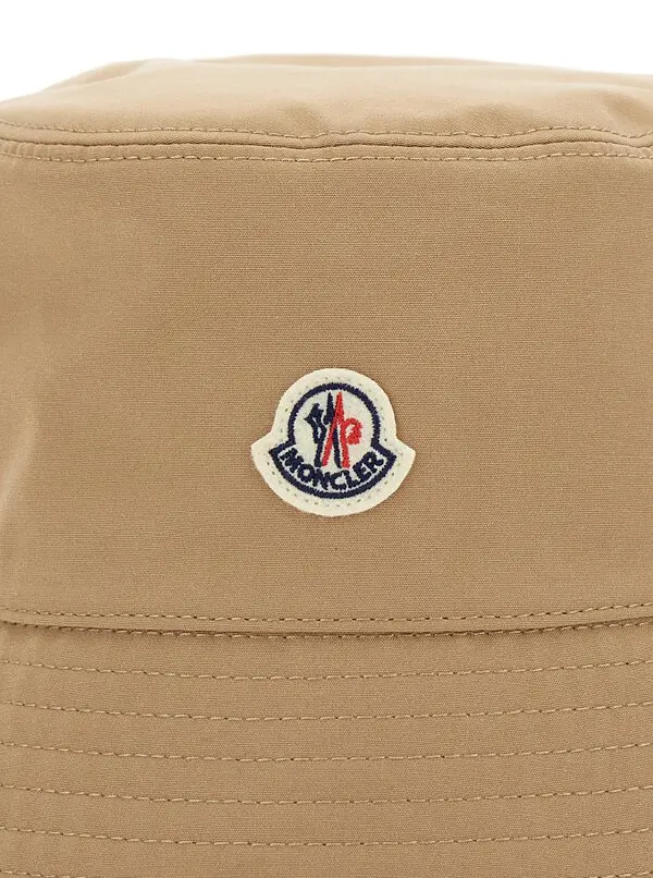 Moncler Cotton Blend Bucket Hat - Cream