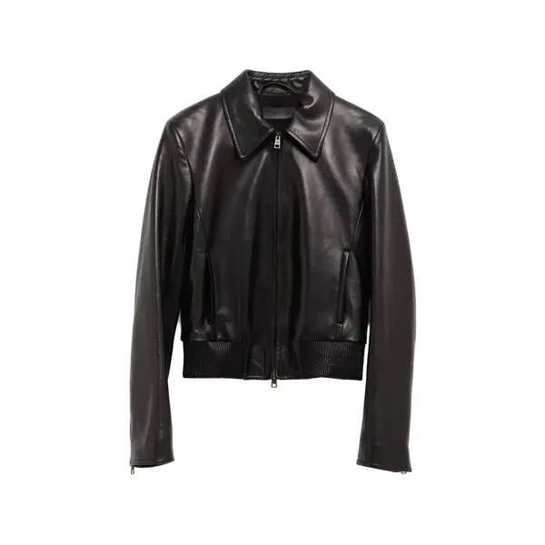 Balenciaga Leather Jacket With Zip Fastening - Black