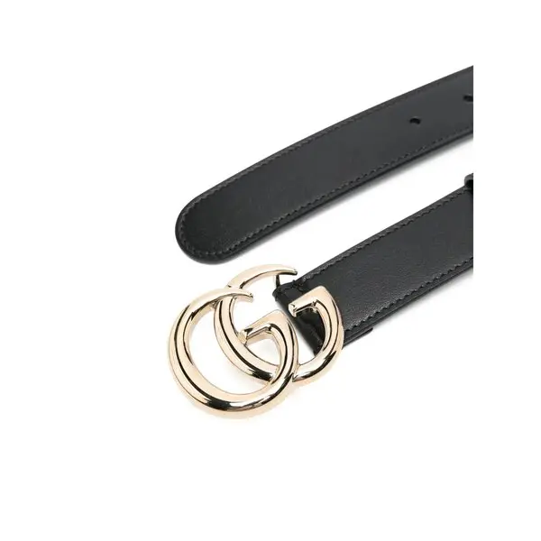 Gucci Calf Leather Double G Buckle Belt - Black