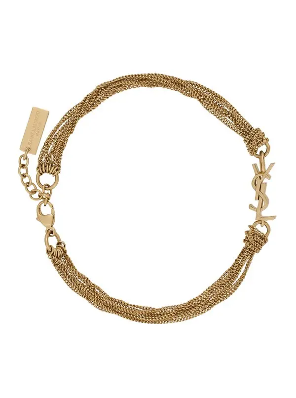 Saint Laurent Cassandre Charm Bracelet In Metallic Brass - Multicolor