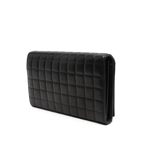 Saint Laurent Lambskin Matelassé Clutch With Cassandre Logo Plaque
