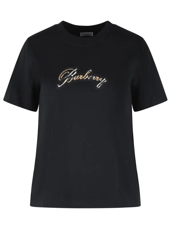 Burberry Cotton T-shirt With Logo Patch - Black