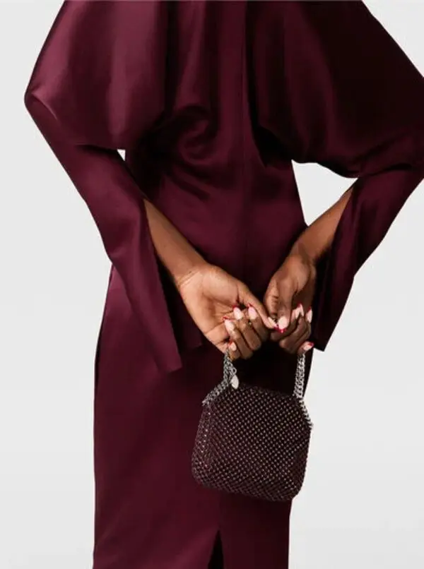 Stella McCartney Bordeaux Midi Dress With Cape Sleeves And Cut-out Detail - Multicolor