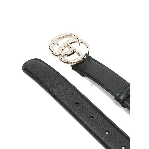 Gucci Calf Leather Double G Buckle Belt - Black