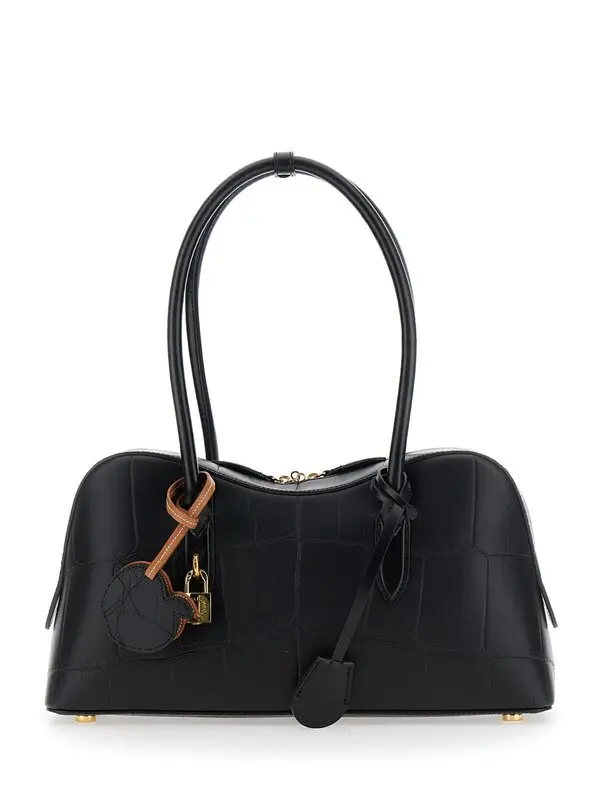 Stella McCartney Medium Ryder Handbag With Lock Detail In Black Ecoleather - Multicolor