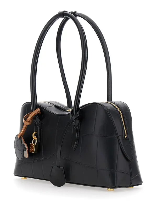 Stella McCartney Medium Ryder Handbag With Lock Detail In Black Ecoleather - Multicolor