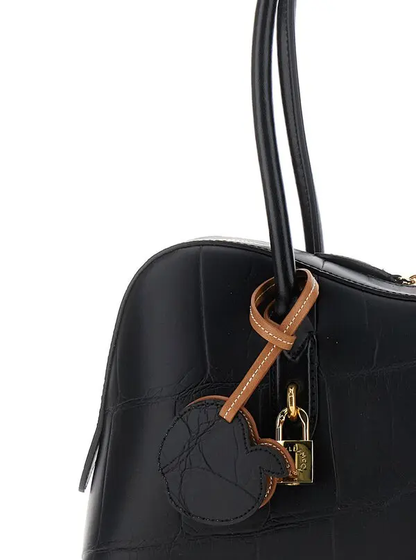 Stella McCartney Medium Ryder Handbag With Lock Detail In Black Ecoleather - Multicolor
