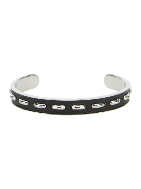 Fendi Open Design Bracelet With Leather Details In Brass - Multicolor