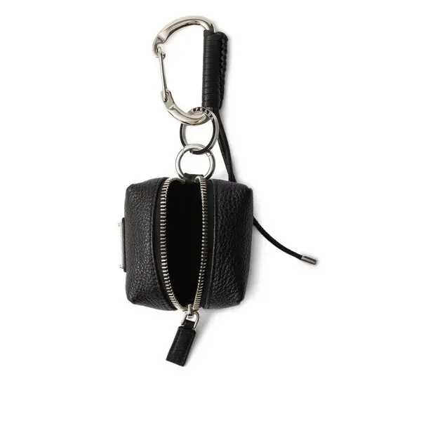 Prada Leather Carabiner Keyring With Detachable Coin Purse - Black
