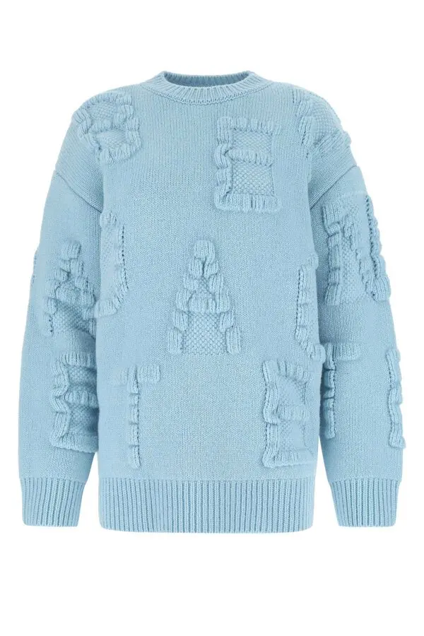 Bottega Veneta Light Stretch Wool Blend Shetland Alphabet Oversize Sweater