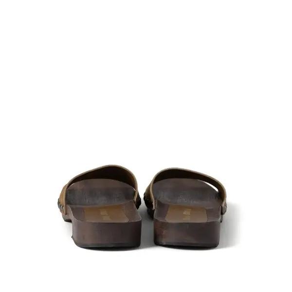 Miu Miu Suede Low Block Heel Slides