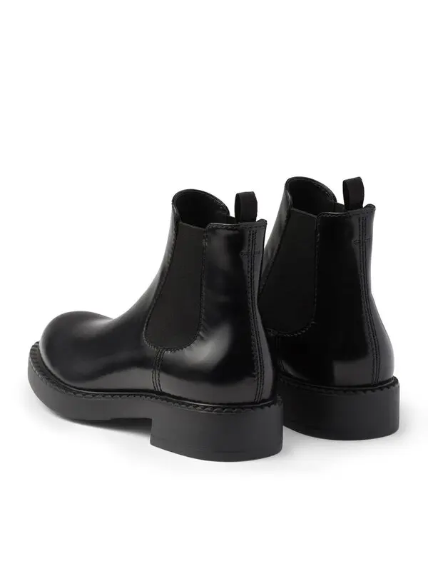 Prada Brushed Leather Chelsea Boots - Black