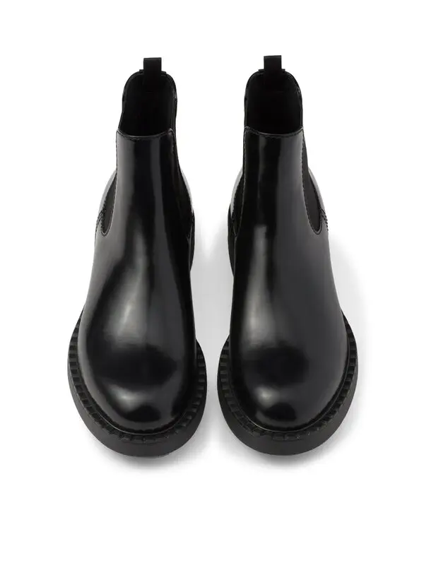 Prada Brushed Leather Chelsea Boots - Black