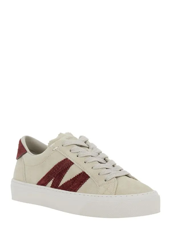 Moncler Leather Low Top Sneakers With Logo Detail - Multicolor