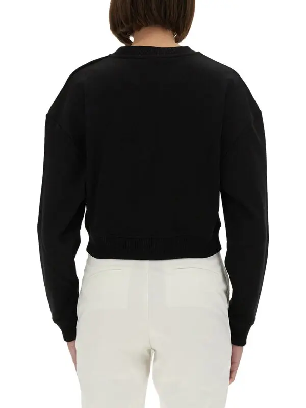 Balmain Logo Print Cropped Sweatshirt - Black