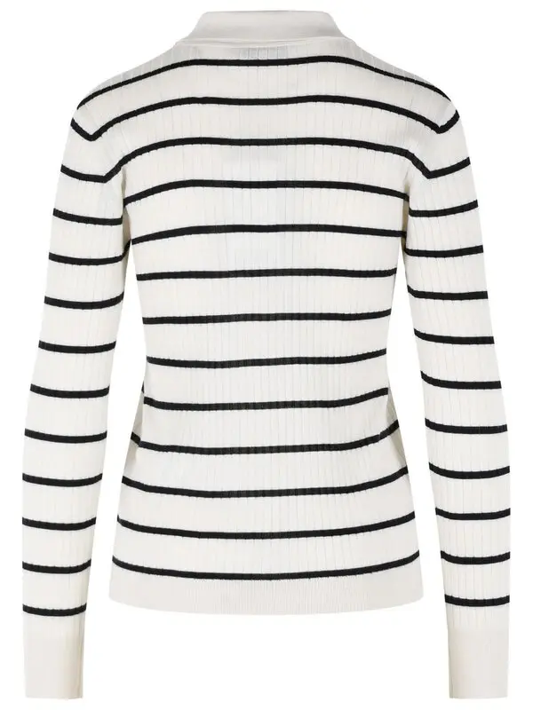 Max Mara Cashmere And Silk Striped Polo Sweater - Cream