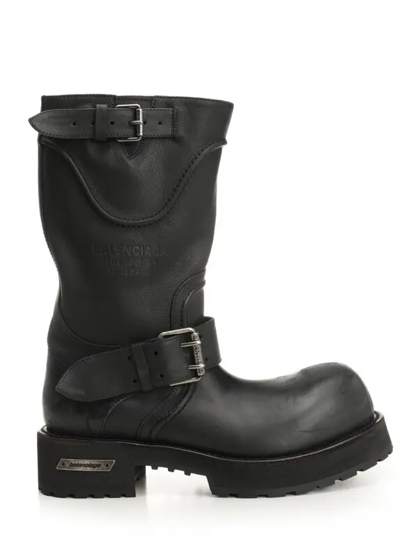 Balenciaga Venom Leather Buckled Boots - Black