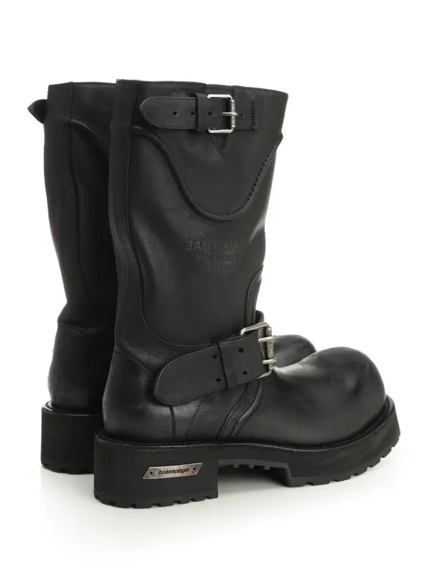 Balenciaga Venom Leather Buckled Boots - Black
