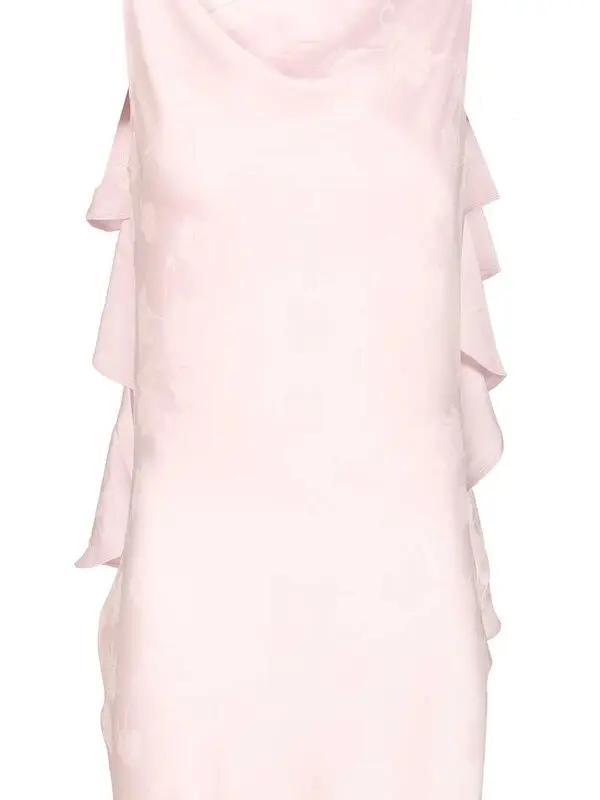 ROTATE BY BIRGER CHRISTENSEN Long Satin Jacquard Dress With Ruffles - Multicolor