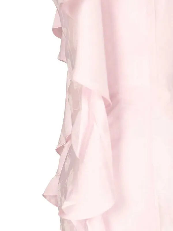 ROTATE BY BIRGER CHRISTENSEN Long Satin Jacquard Dress With Ruffles - Multicolor