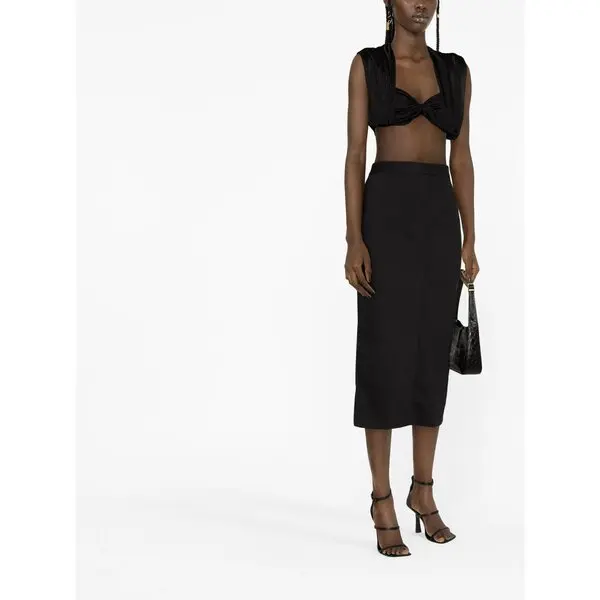 Saint Laurent Silk Gathered Cropped Top