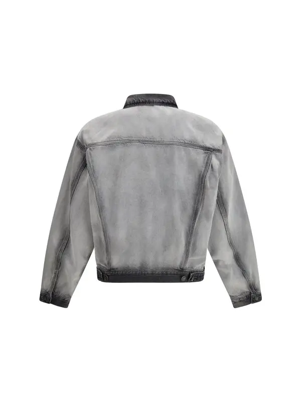 DIESEL® D-denver Denim Jacket With Leather Collar - Gray