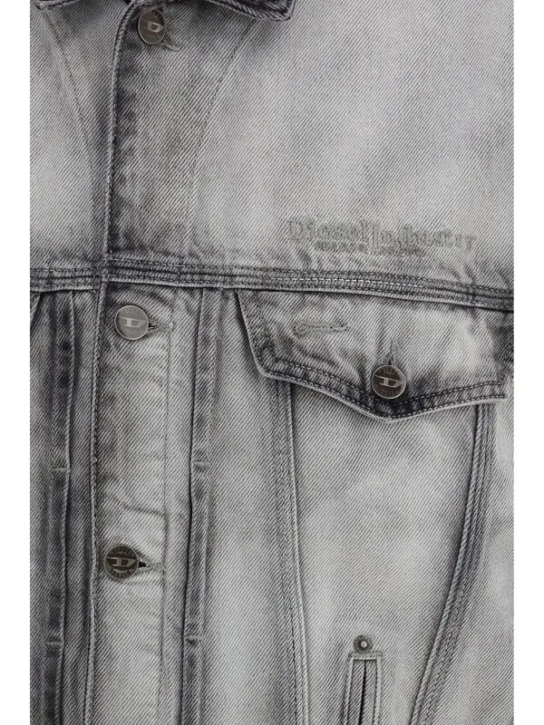 DIESEL® D-denver Denim Jacket With Leather Collar - Gray