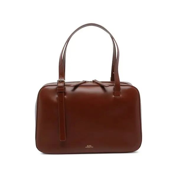 A.p.c. Leather Shoulder Bag With Zip Closure - Brown