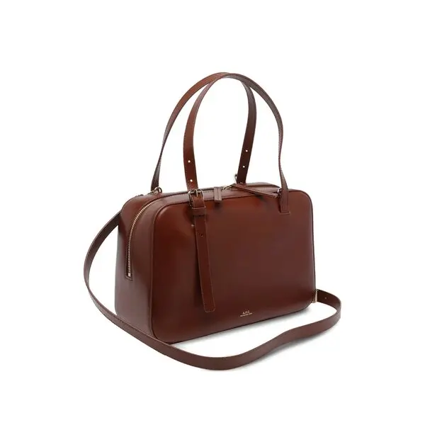 A.p.c. Leather Shoulder Bag With Zip Closure - Brown