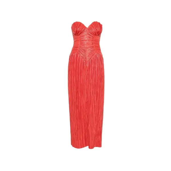 Cult Gaia Strapless Sweetheart Neck Gown With Rear Slit