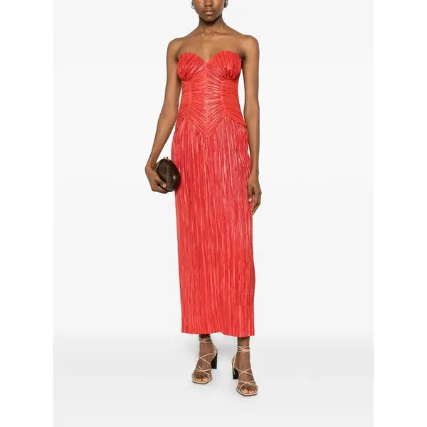Cult Gaia Strapless Sweetheart Neck Gown With Rear Slit