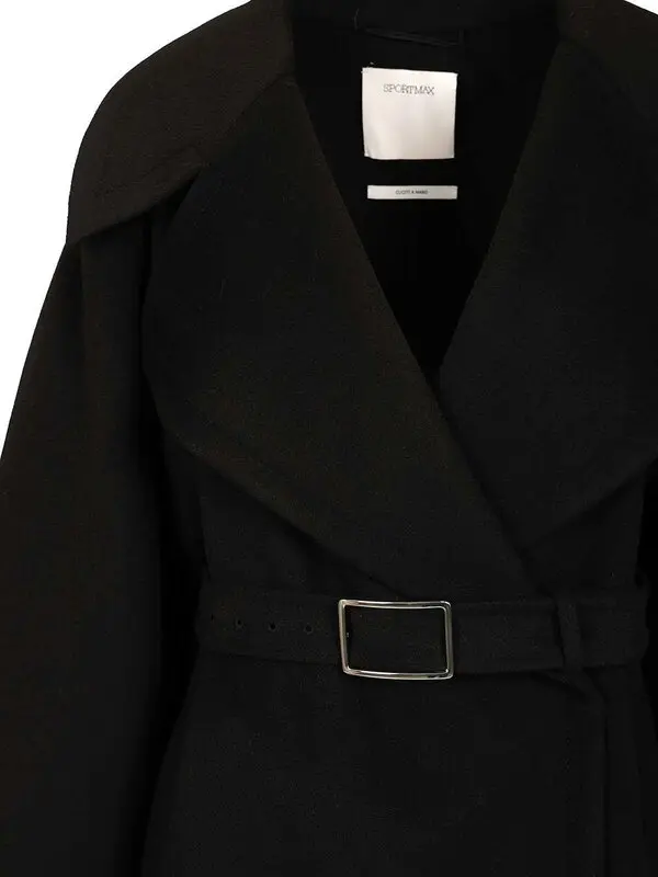 Sportmax Pagine" Wool Coat With Belt - Black