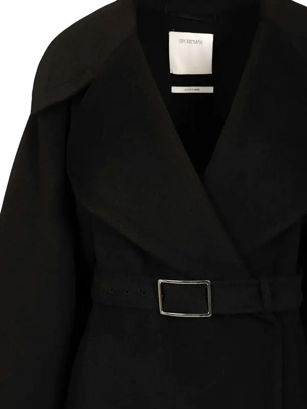 Sportmax Pagine" Wool Coat With Belt - Black