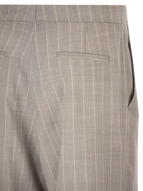 Tagliatore Adima Tailored Virgin Wool And Silk Pinstriped Trousers - Cream