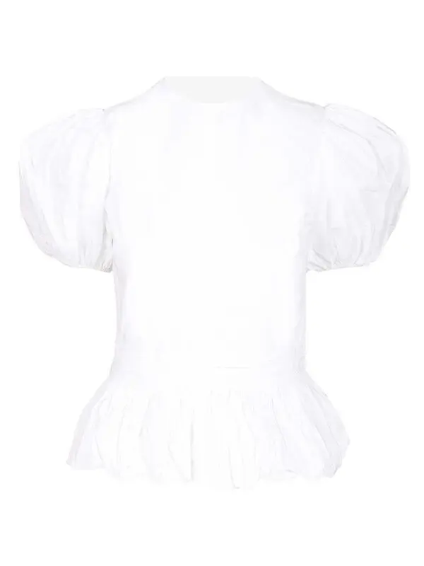 ROTATE BY BIRGER CHRISTENSEN Puff Sleeve Peplum Top - White