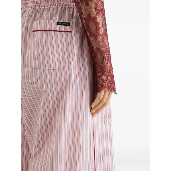 Dolce & Gabbana Striped Wide-leg Silk And Cotton Palazzo Pants - Pink
