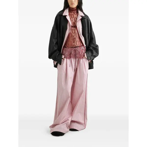 Dolce & Gabbana Striped Wide-leg Silk And Cotton Palazzo Pants - Pink