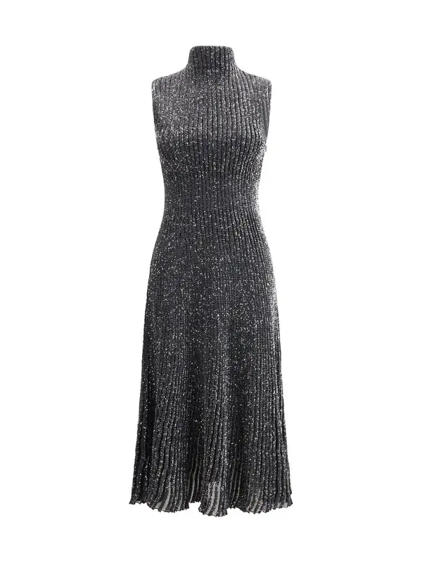 Alaïa Sequined Turtleneck Midi Dress - Gray