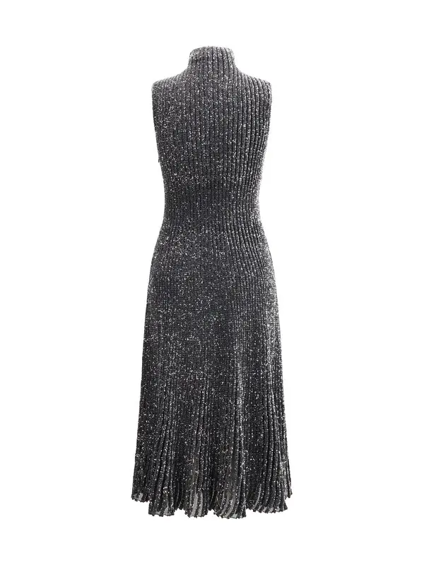 Alaïa Sequined Turtleneck Midi Dress - Gray