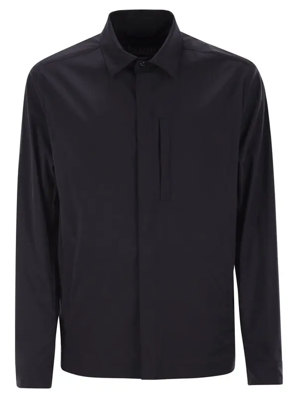 Herno Shirt-cut Jacket In Technical Wool - Blue