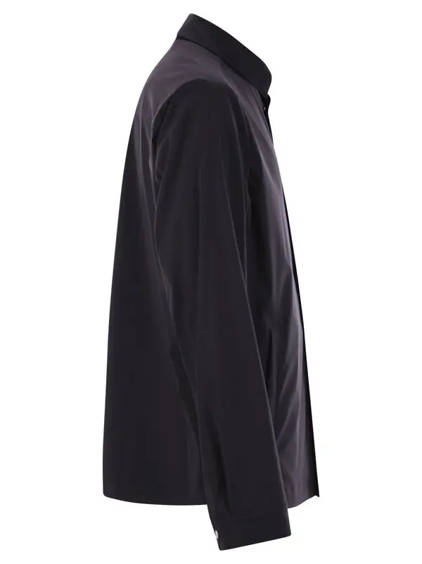 Herno Shirt-cut Jacket In Technical Wool - Blue
