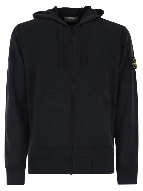 Stone Island Organic Cotton Zip-up Hoodie - Blue